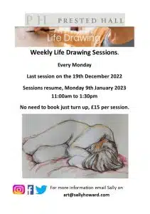 Life Drawing in Essex at Prested Hall, Feering, nr. Colchester.